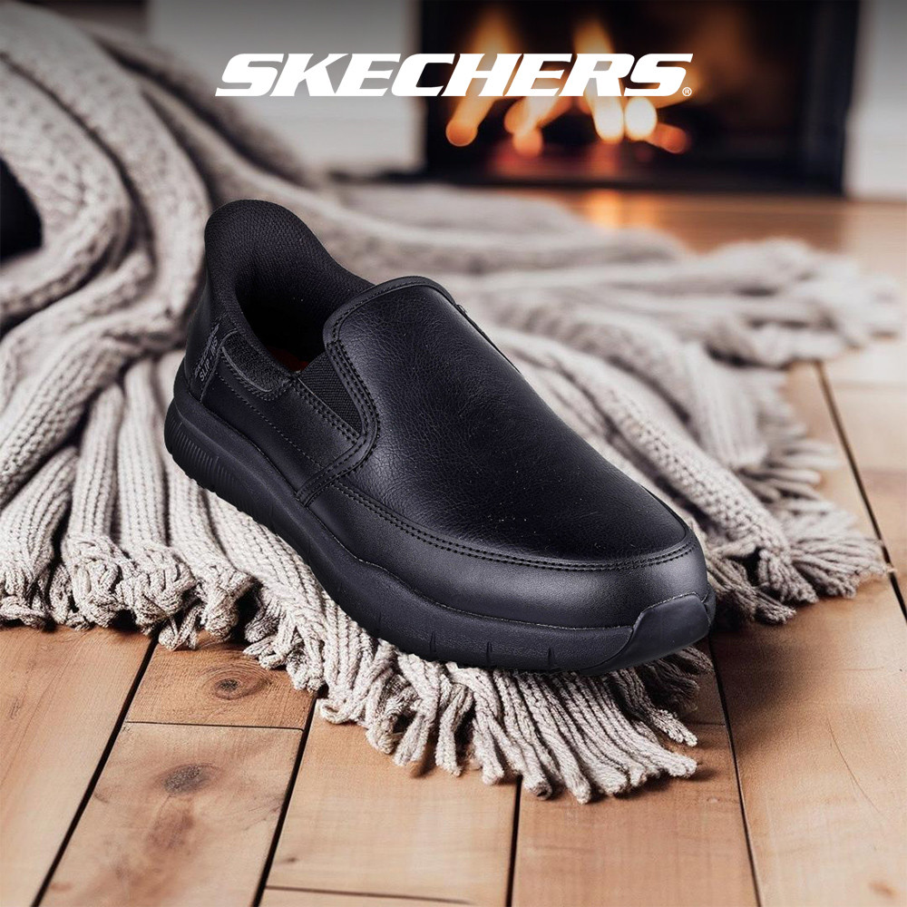 Skechers Men Slip-ins Work Nampa Broxtin Work Shoes - 200304-BLK Air ...