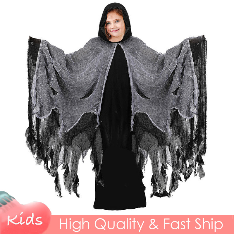 Dark Ghost Dementor Cosplay Costume Black Grey Cape For Kids Girl Boy ...