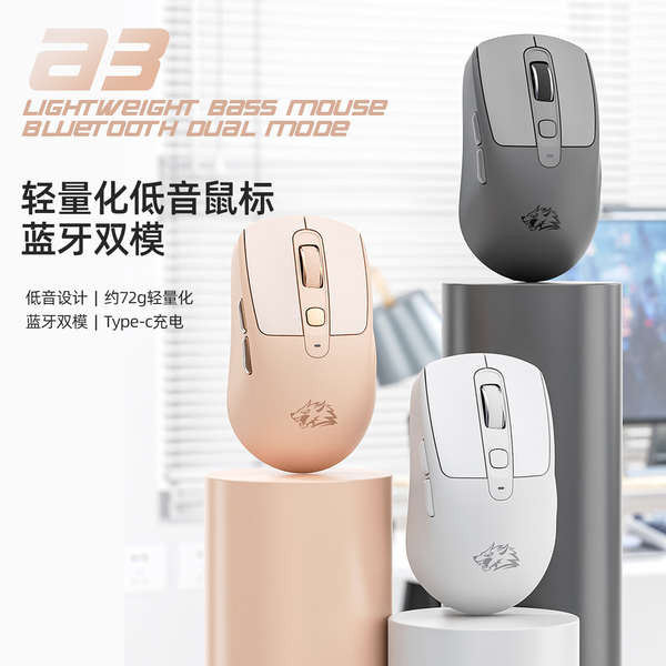 pink mouse vertical mouse Percuma Wolf A3 tanpa wayar Bluetooth dwi-mod ...