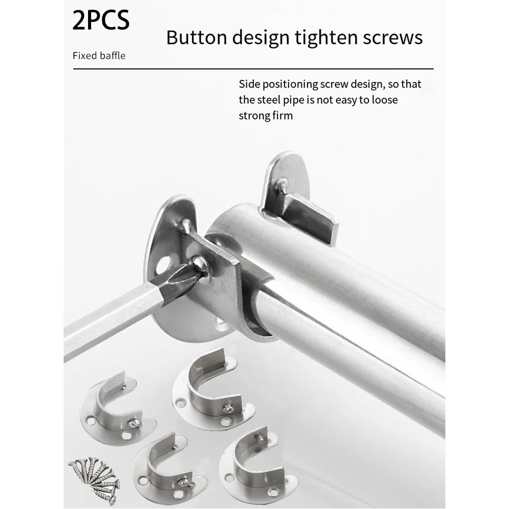 2PCS Wardrobe Bracket Heavy Duty Stainless Steel Rod Socket, U-Shaped ...