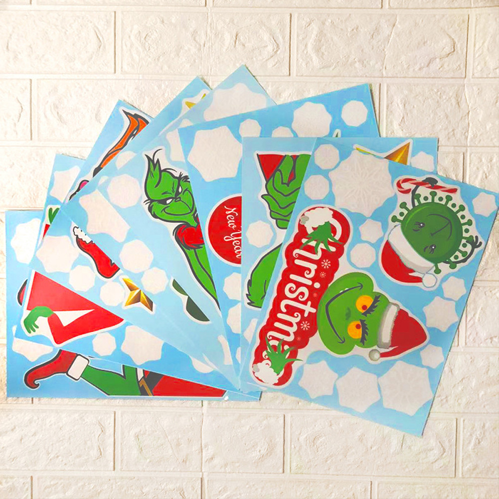8Pcs For Grinch Window Clings Xmas Themed Static Window Decals for ...