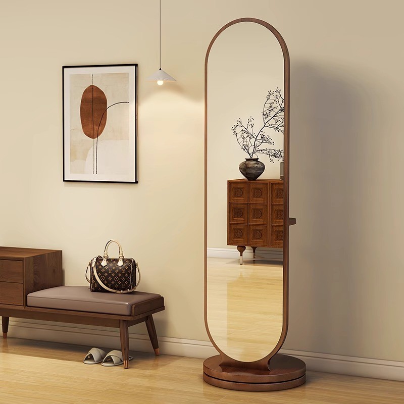 Rotating Dressing Mirror Full Body Floor Mirror Household Bedroom Coat ...