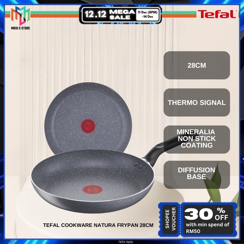 Tefal B22606 Cookware Natura Non Stick Frypan 28cm Fry Pan Thermo Signal Mineralia Non Stick ...