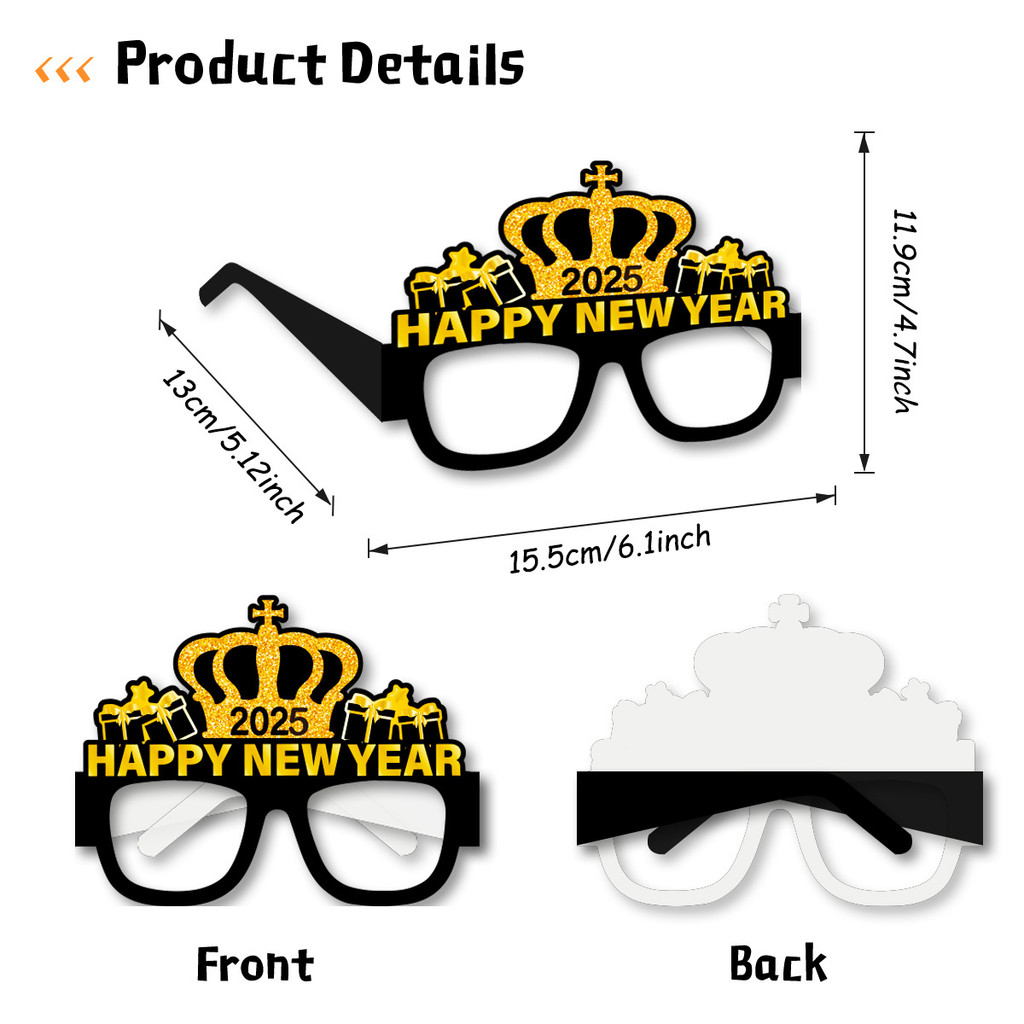 8 Pieces Happy New Year Eyeglasses Fancy New Year Party Glasses for ...