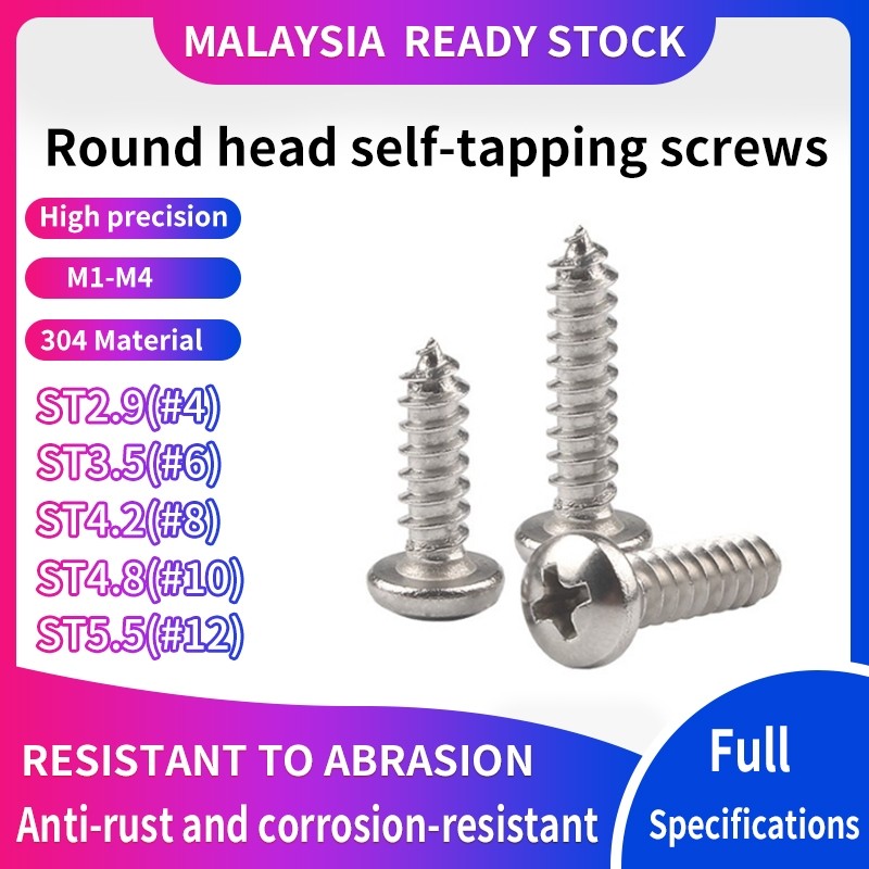 （10pc）Screw Pan Head Self Tapping Screw ST2.9 / ST3.5 / ST4.2 / ST4.8 / ST5.5 304 Stainless ...