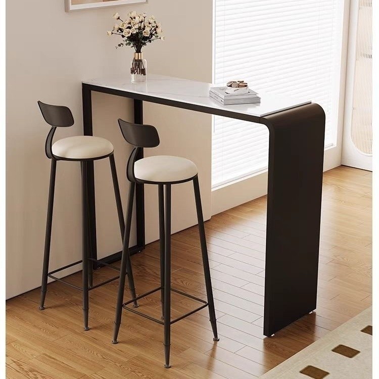 Package installation Bar Table with Steel Frame & stool Simple coffee ...