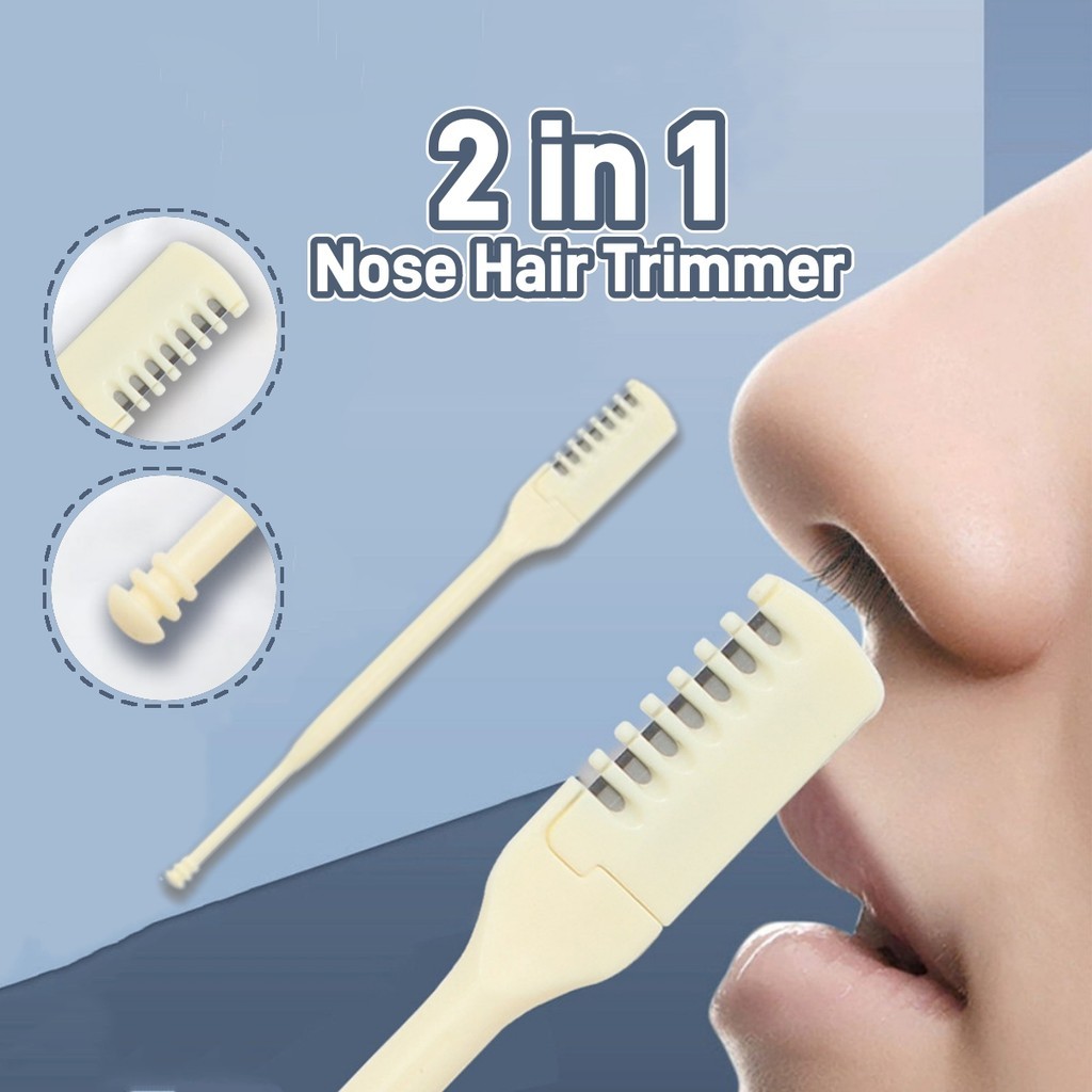 (1 PCS) 2 IN 1 Nose Hair Trimmer Manual Razor Nasal Cut Safety Comb Ear ...