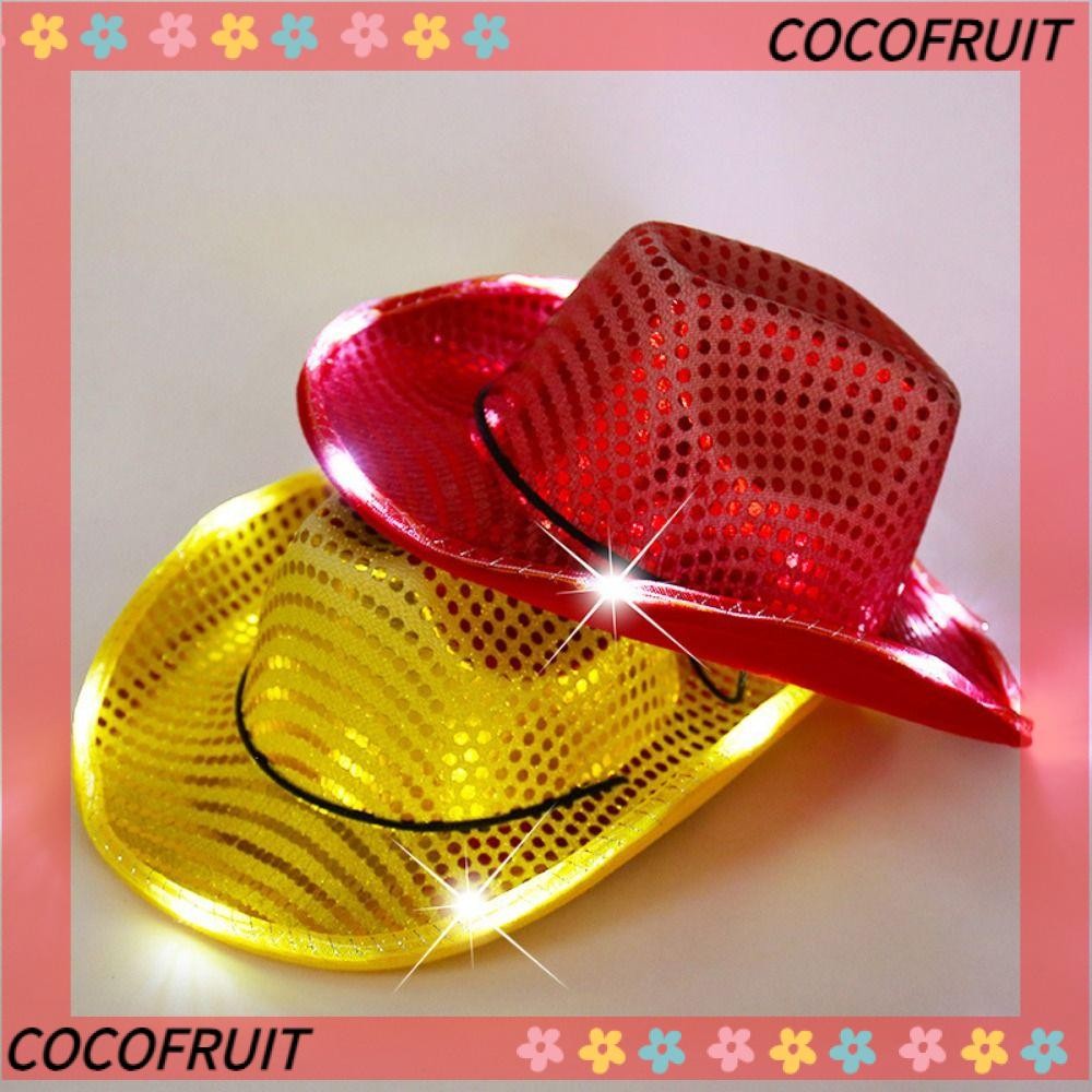 COCOFRUIT Dress Up Cap, LED Luminous Shiny Sequin Jazz Hat, Fashion ...
