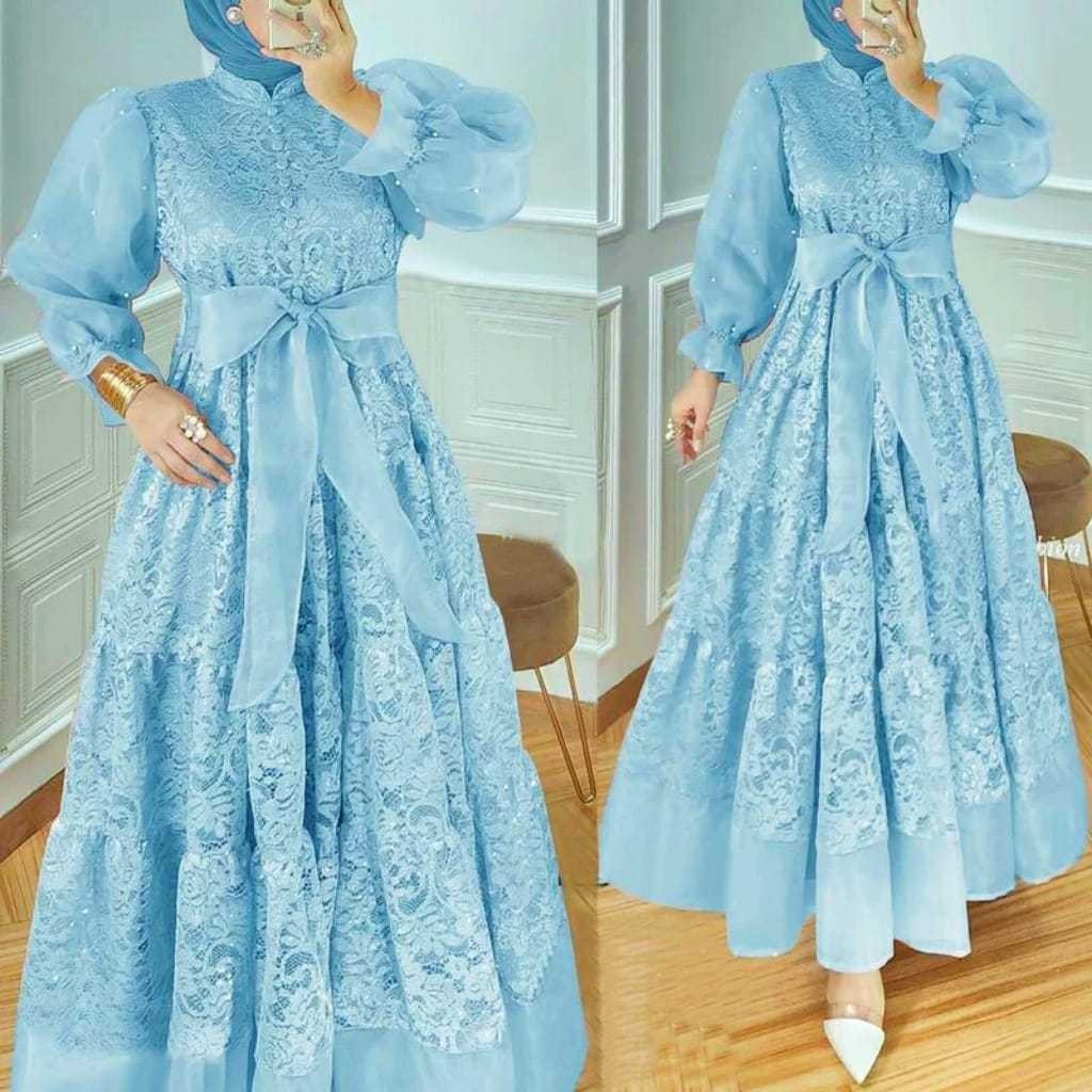 Gamis MAXI LALISA FULL BROKEN KOMBI ORGANZA / LATEST WOMEN'S GAMIS FOR ...