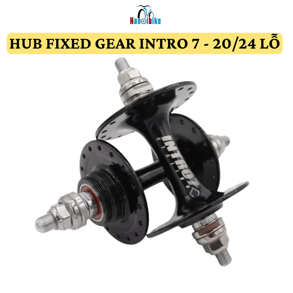 Fixed gear bicycle Hub set INTRO 7 front and rear bearings - Black - 20 ...