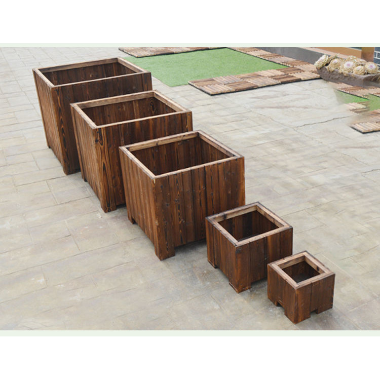 Carbonized Preservative Wooden Flower Box Balcony Vegetable Box Indoor ...