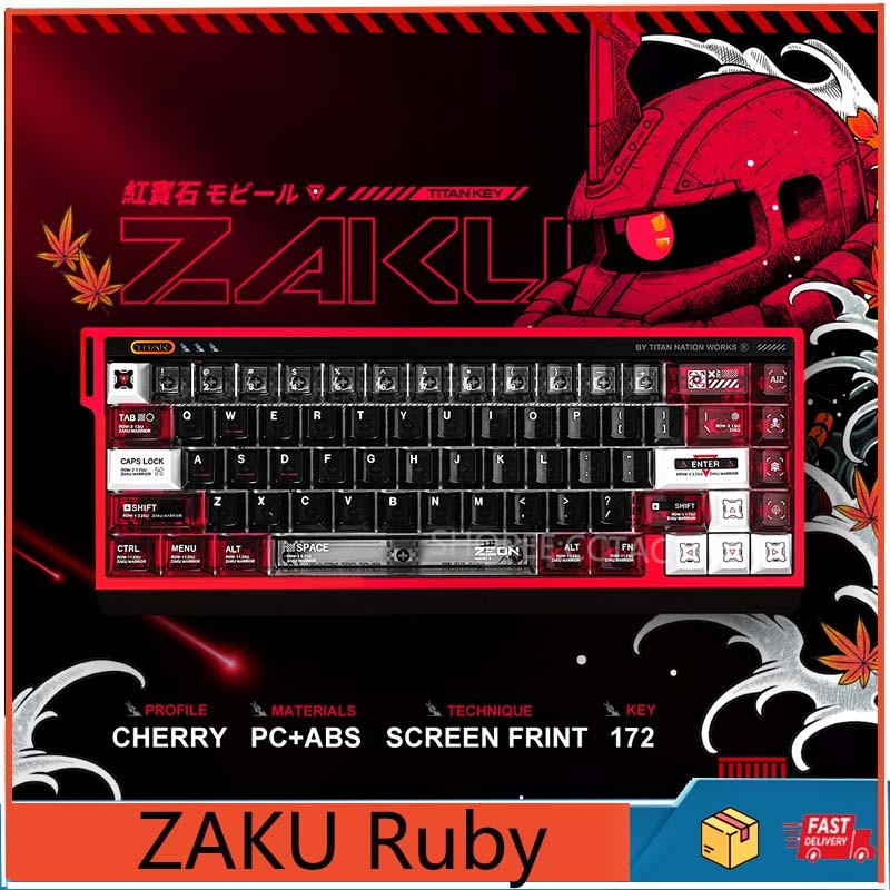 Titan Nation ZAKU Ruby Zhagu Original Factory Height Keycaps 172 Key PC ...