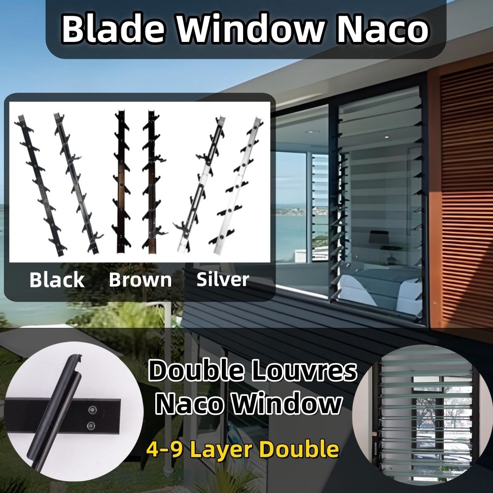Blade Naco Window 1 Pair/2pcs 4~9 Single / Double Louvres Frames / Nako ...