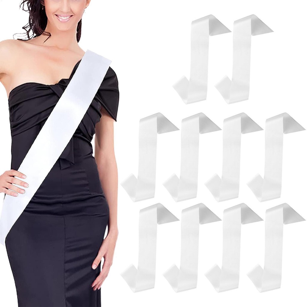 Graduation Ceremonial Belt White Cloth Satin Shoulder Strap ...