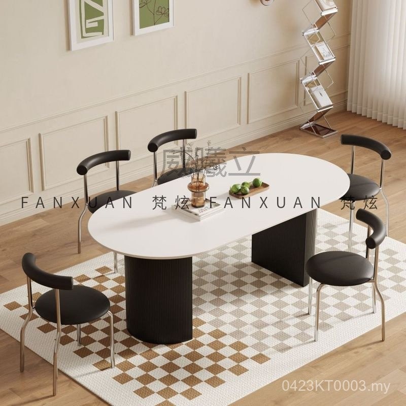 Weixi New Style Silent Style Light Luxury Pure White Slate Dining Table ...