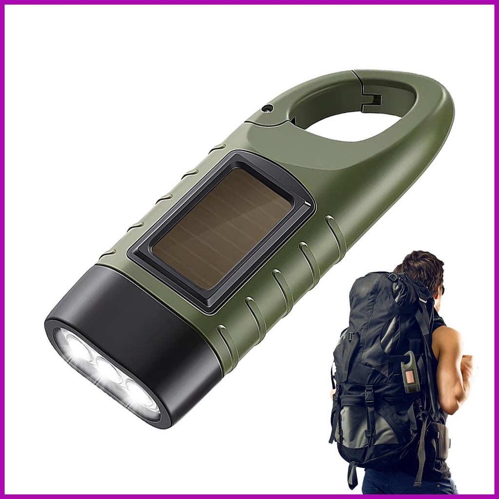 Hand Crank Flashlight Hand Crank Solar Powered Flashlight Compact LED ...