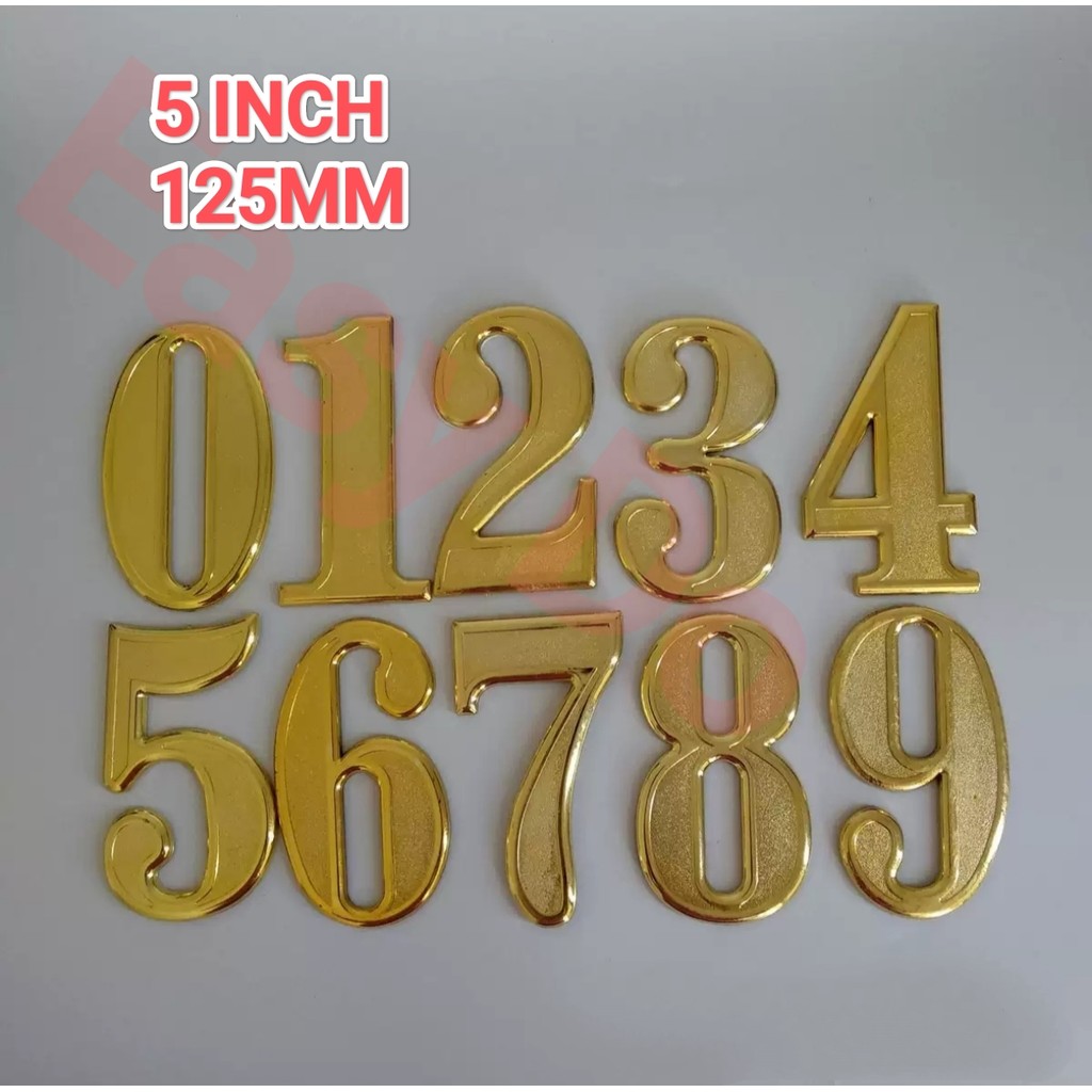 5" (125mm) Plated House Door Address Number Digit /Nombor Rumah Alamat ...