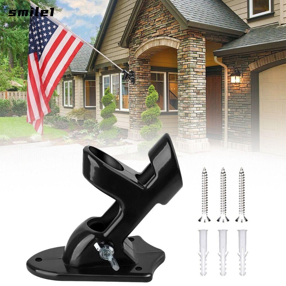 SMILE Flagpole Base, Metal Adjustable Flag Pole Holder, Practical Wall ...