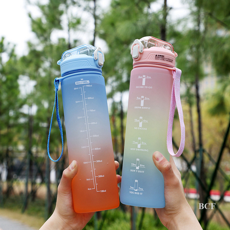 BCF Water Bottle 1 L, Water Bottle With Time Markings And Straw, Leak ...