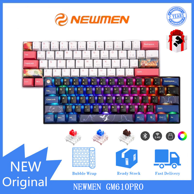 Newmen GM610 three mode RGB light 61 key mechanical keyboard | Shopee ...
