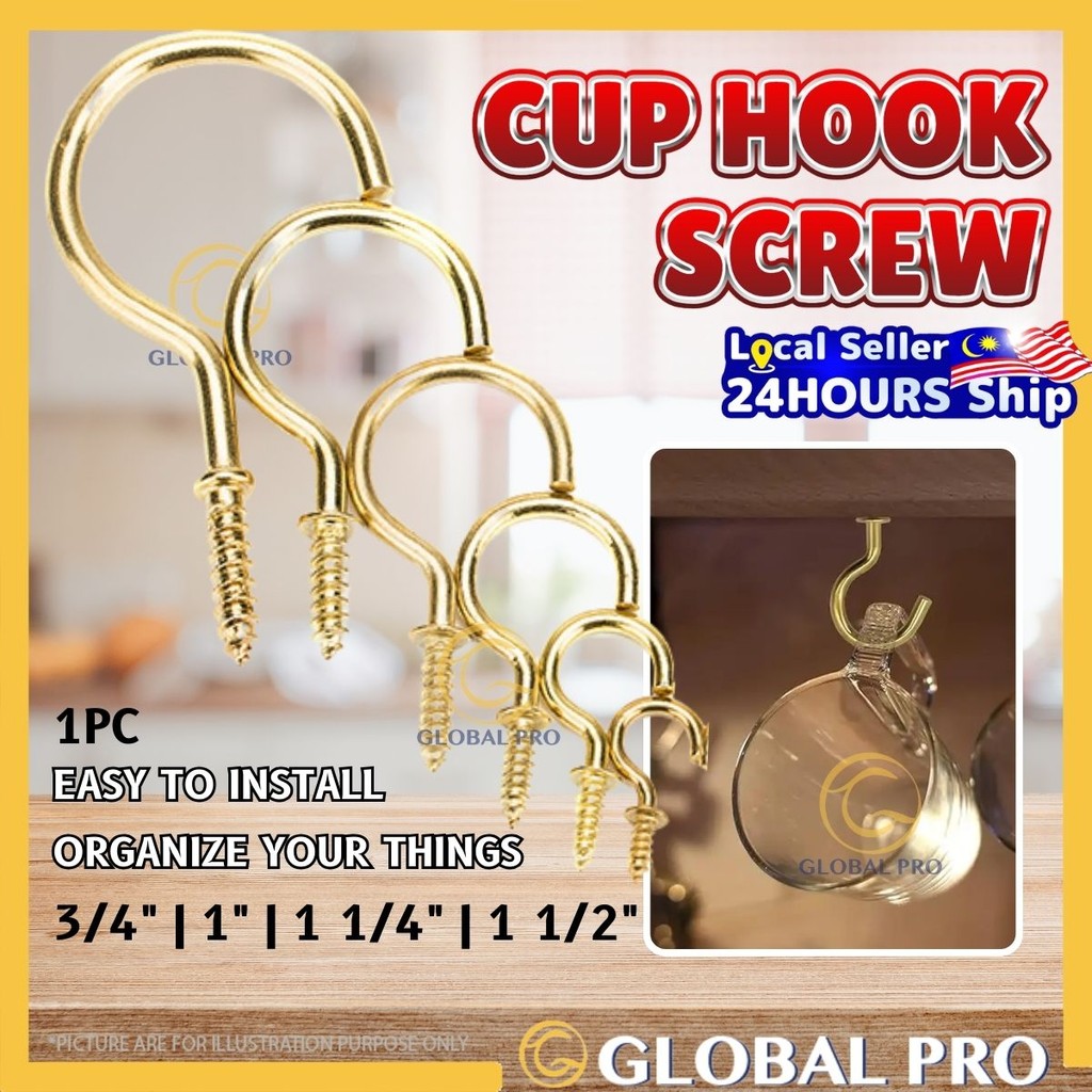 Cup Hook Screw Eye Shape Ring Hooks Screw-in Hooks J Hook Screws ...