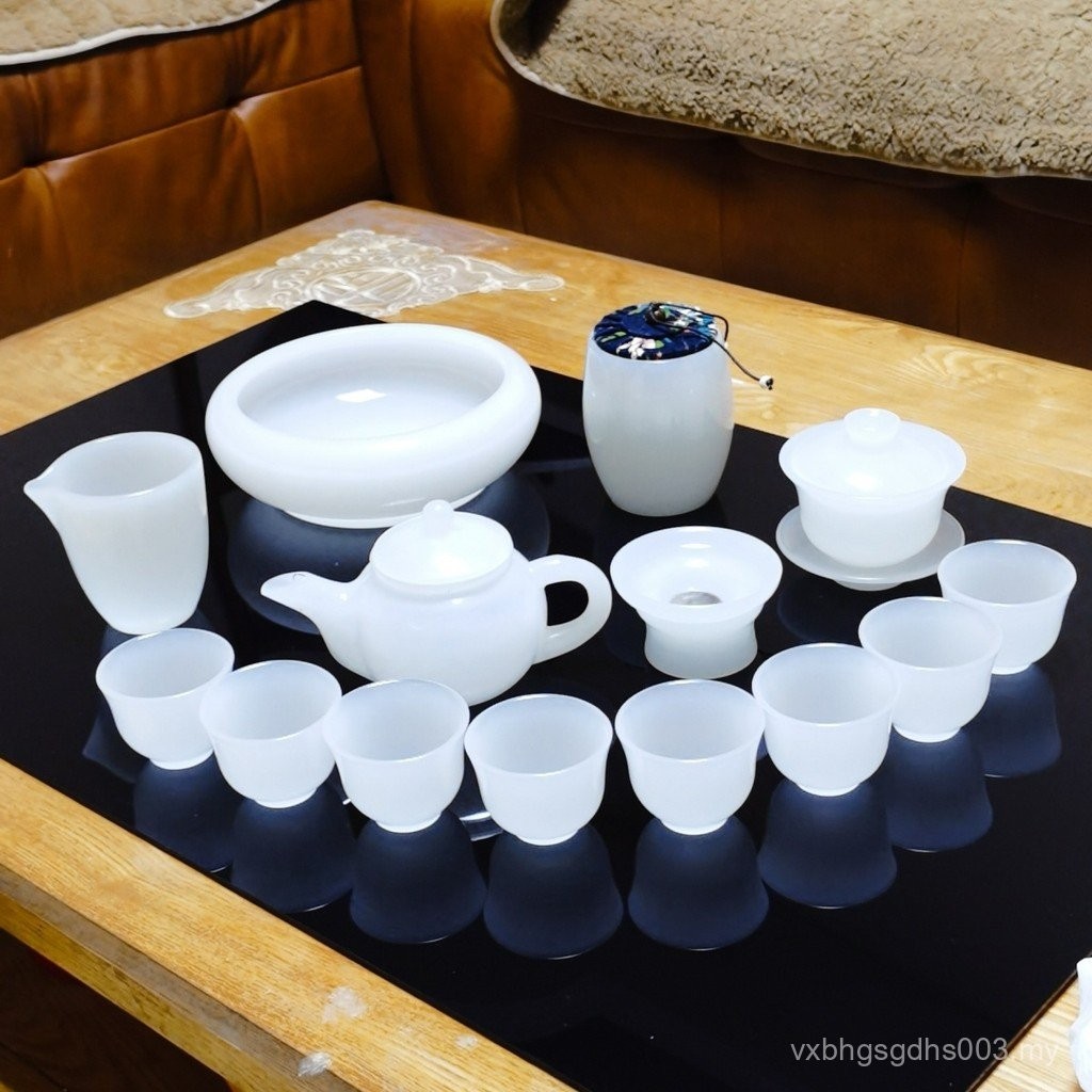 Sgseller Light Luxury High-End Glazed Jade Porcelain Tea Set Household ...