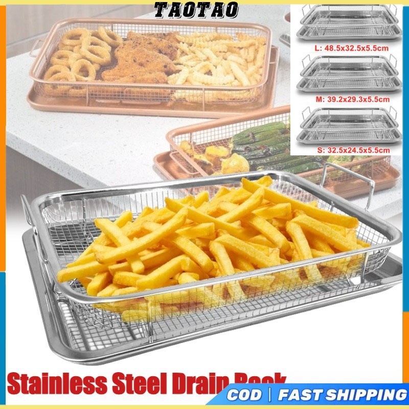NEW Stainless Steel Barbecue Plate Cooper Oil Drainer Crisper Tray Fika ...