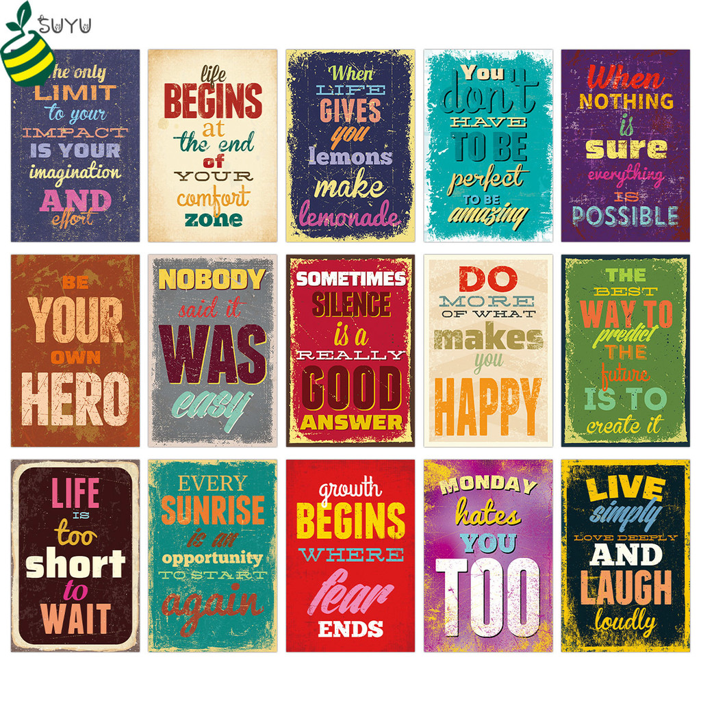 15Pcs Poster Retro Motivational Quotes Cards Students' Encouragement ...