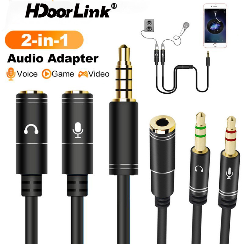 HdoorLink 3.5mm Male to 2 Port 3.5mm Female Aux Audio Y Splitter Jack ...