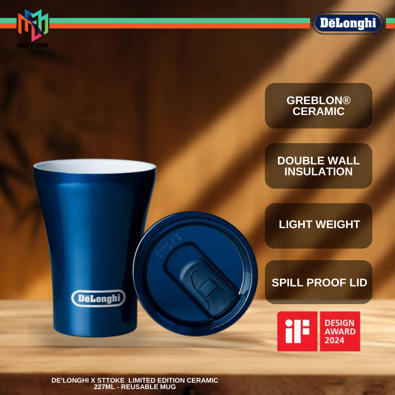 Delonghi x STTOKE Reusable Mug Limited Edition Ceramic 227ml Greblon ...