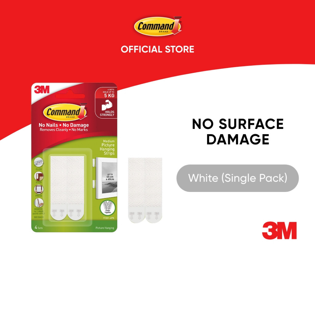 3M™ Command™ Picture Hanging Strips, 17201-4PK, No Surface Damage, 4 ...
