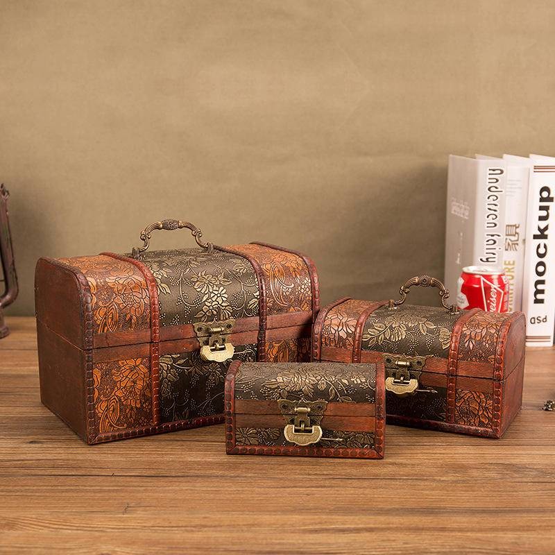 [Hot Sale] Retro Storage Box with Lock Wooden Set Storage Box Home ...