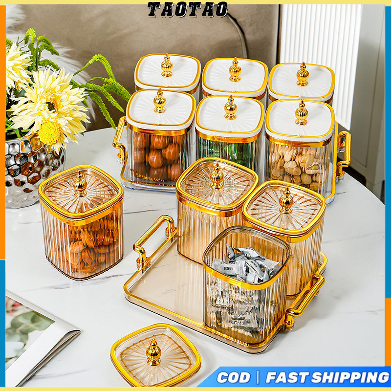 3/4/6 PCS Jar Set Food Storage with Shelf Trays Snack Food Jar Trays ...