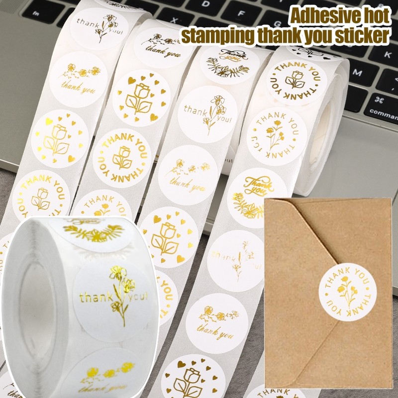 500Pcs/Roll Thank You Label Stickers - Envelope Sealing Stickers - Self ...