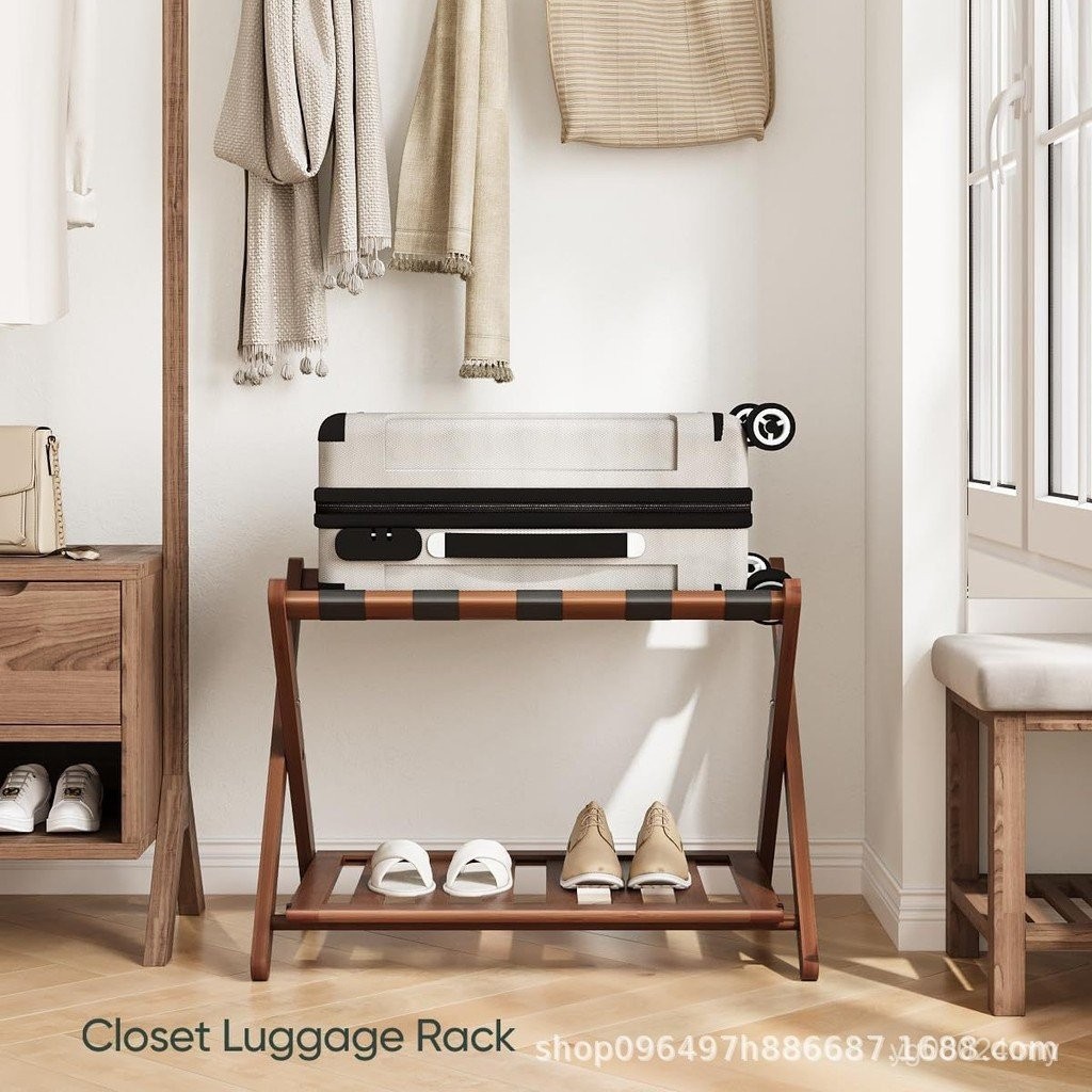 Luggage Rack Log Color Solid Wood Luggage Rack Hotel Rack Foldable ...
