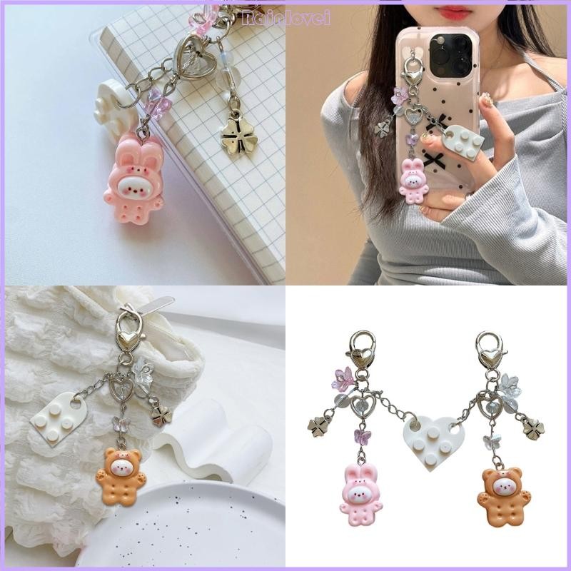 RAINL Delicate Matching Animal Heart Keychains with Cute Brick Designs ...