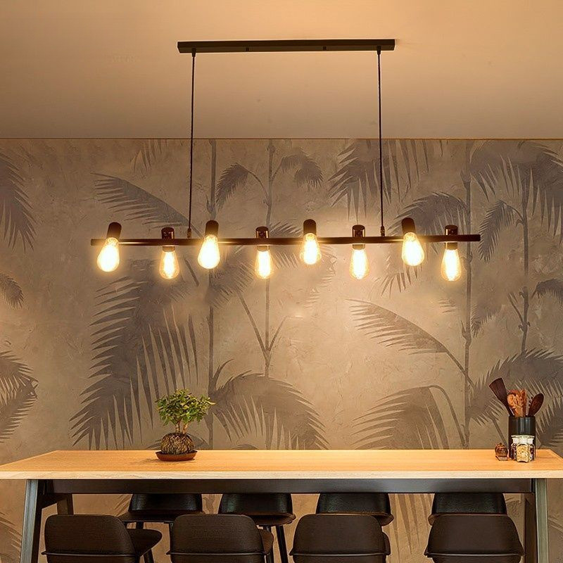 American Restaurant Chandelier Creative Strip Lamp Dining Table Lamp ...