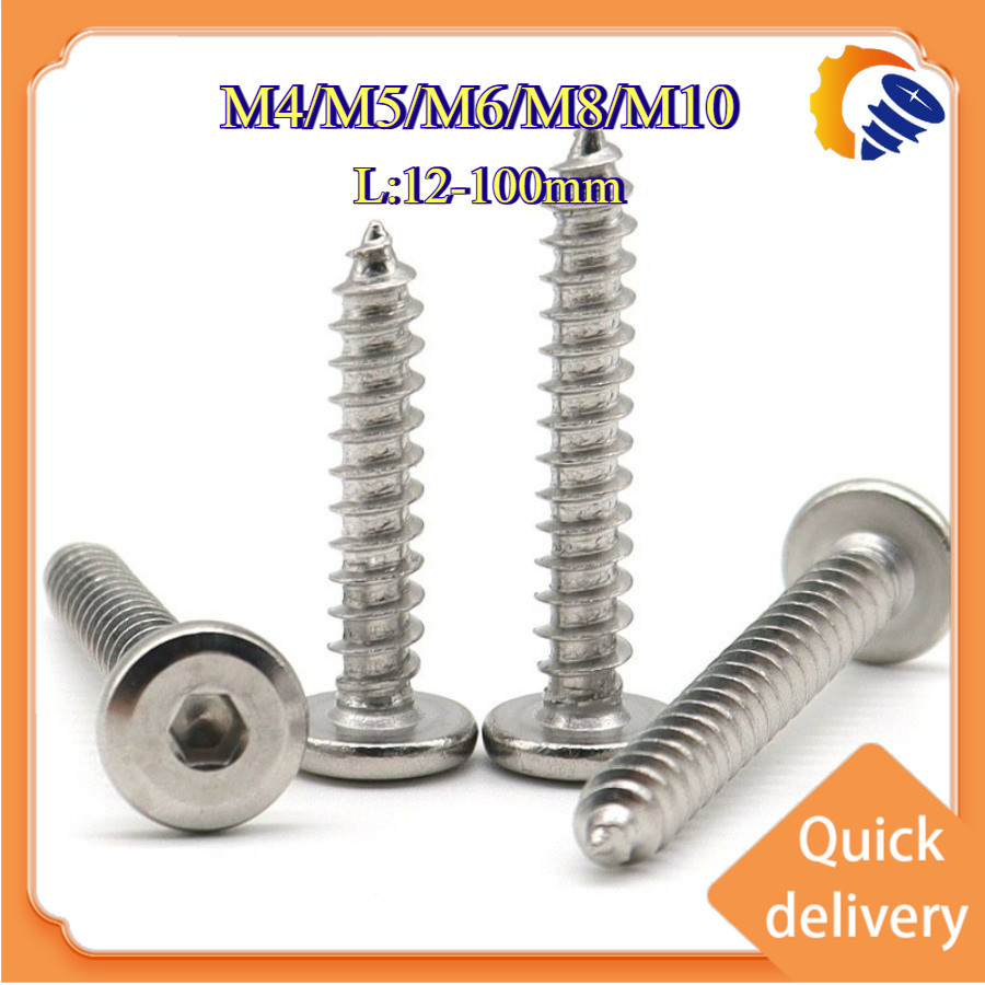 M4/m5/m6/m8/m10 SUS304 Hexagon Socket Self-Tapping Screw Thin Head ...