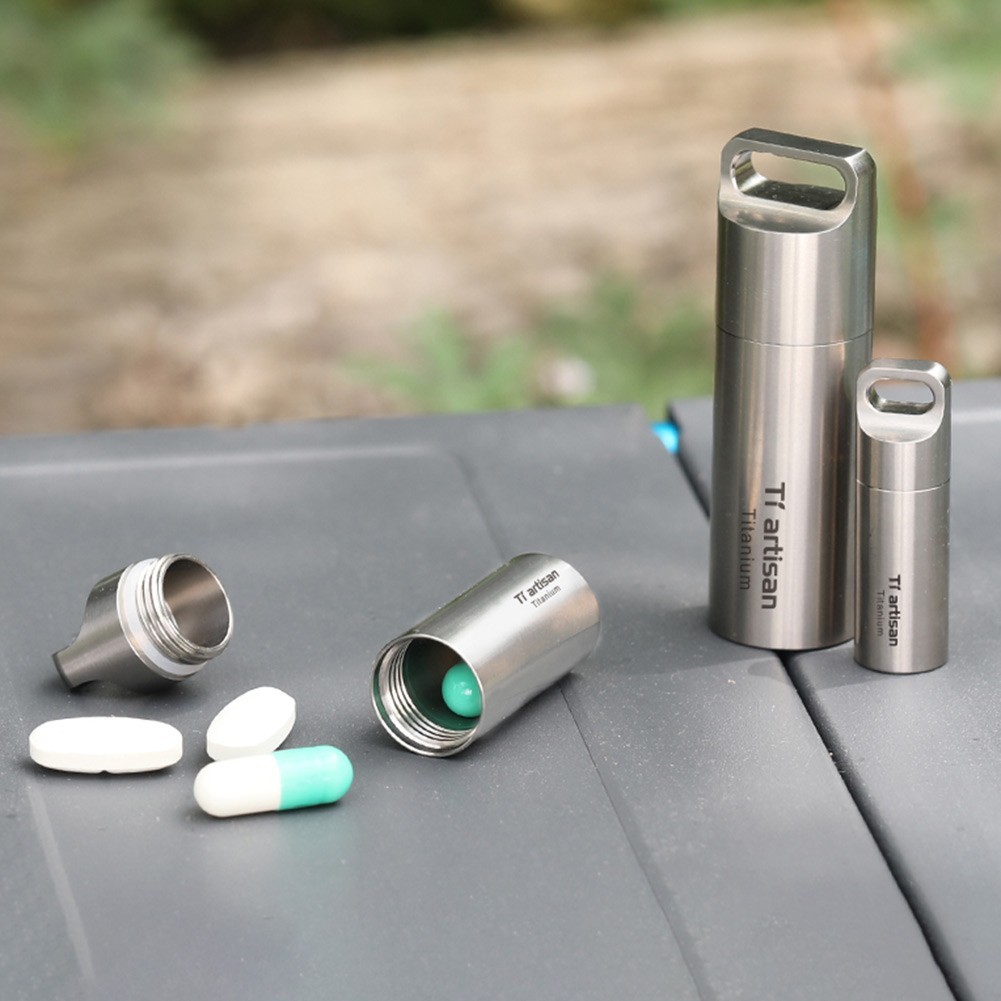 Travel Titanium Waterproof Pill Holder Container Portable Pill Box Case ...