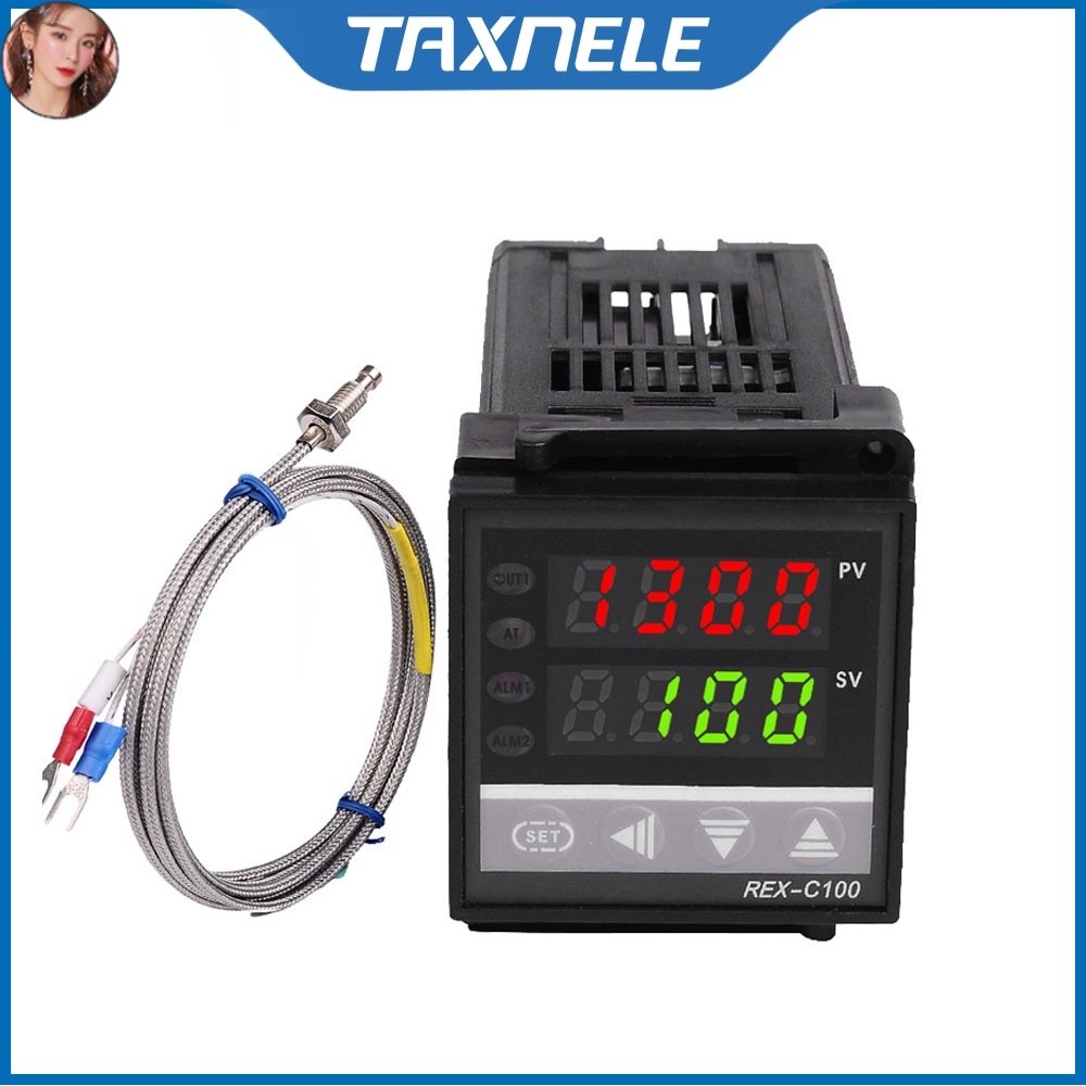 EEM Dual Digital PID Temperature Controller REX-C100 with Sensor Thermocouple K, Relay Output ...