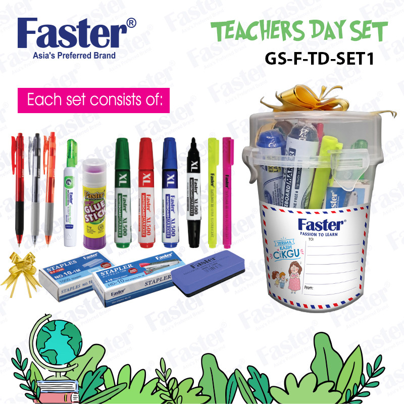 Faster Teachers Day Stationery Gift Set (1 Set/Drum) | Shopee Malaysia