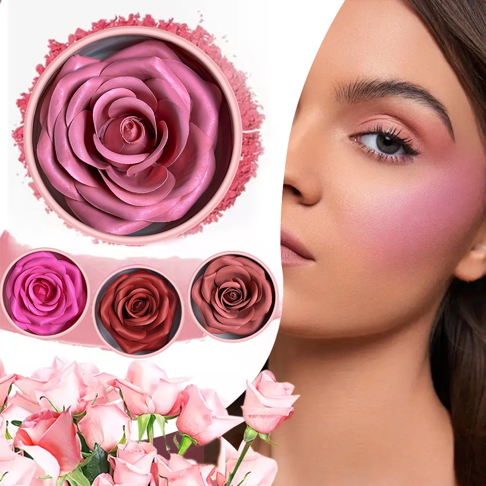 Veronni 4 Colors Rose Petal Blush 3D petal rose Makeup Blush gift ...