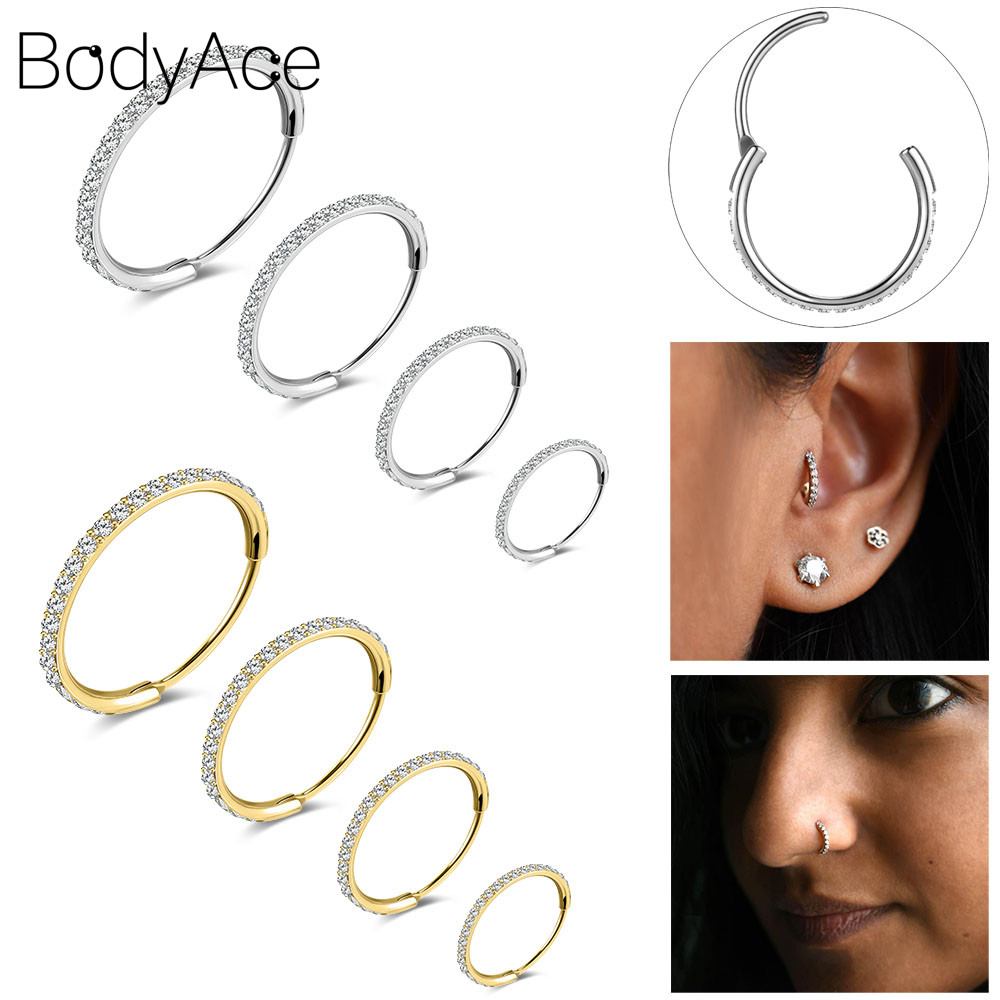 Bodyace 20G Nose Ring 1 Pc Nose Piercing Round Earring Lobe Ear ...