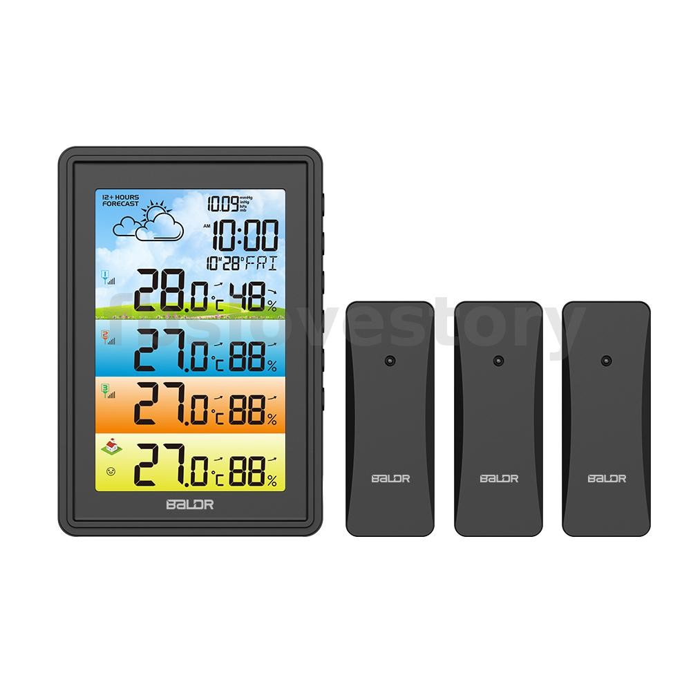 BALDR 3 Sensors Weather Station Wireless Indoor Outdoor Thermometer ...