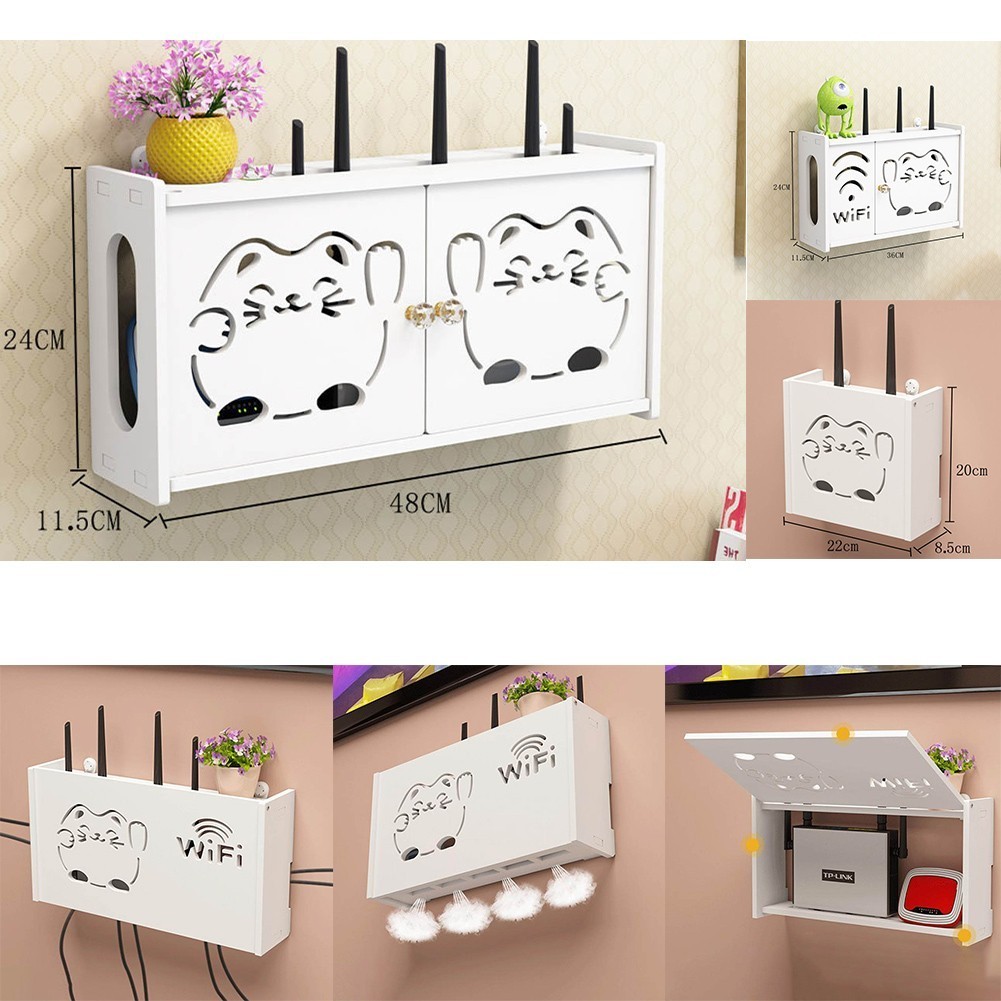 THEBEST! Wireless Router Rack Living Room Wall-mounted WiFi Storage Box ...