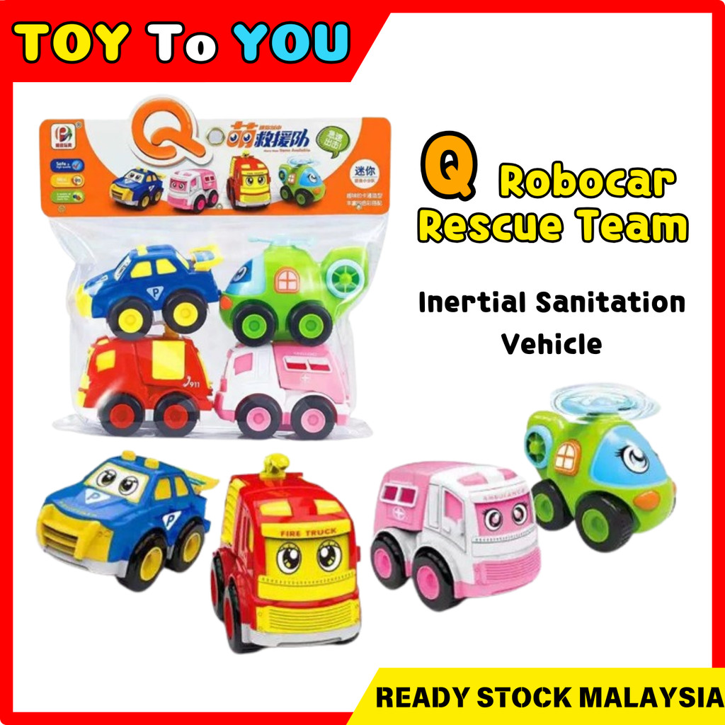 Ready Stock !!! 4 in 1 Q Rescue Team Toys Set Pull Back Push and Go ...