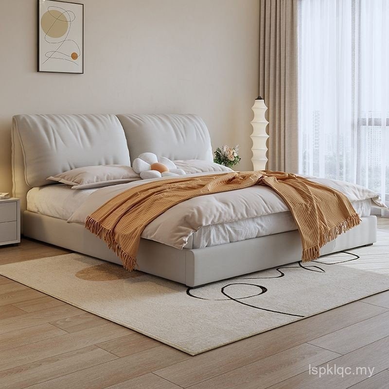 Tempat tidur kain teknologi Tempat tidur gaya krim Nordic moden dan ...