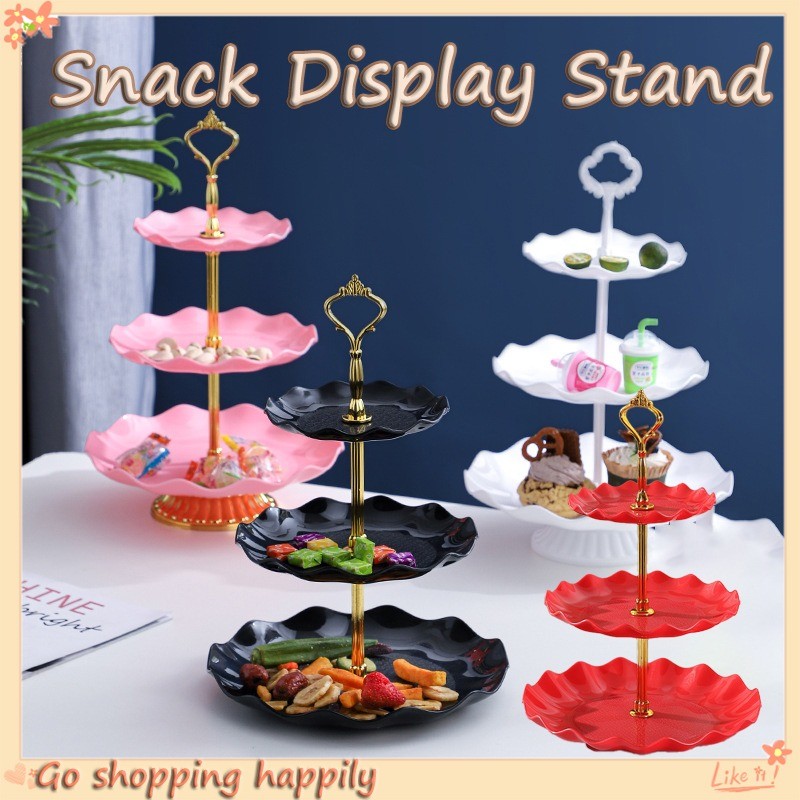 3 Lay Fruit Display Tray Dessert Cake Tray Dim Sum Rack Snack Dish ...