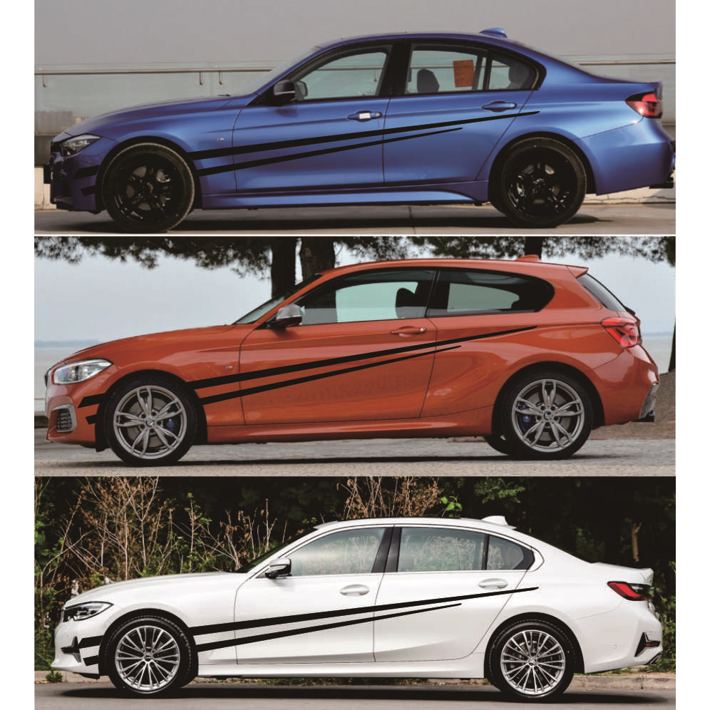 2pcs 240x22cm Both Sides Stickers Streamline Racing Sport Style Side ...