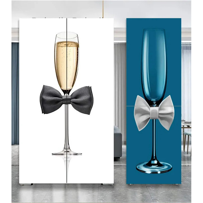Custom refrigerator sticker Glass Champagne Gentleman Bow Refrigerator ...